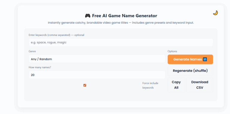 🎮 Free AI Game Name Generator | Create Unique Video Game Titles Instantly