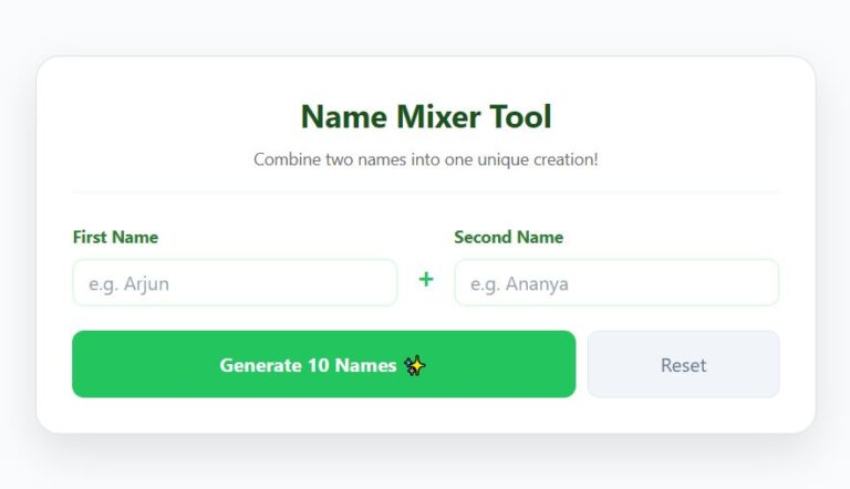 Name Mixer Tool | Combine Two Names Into One Instantly